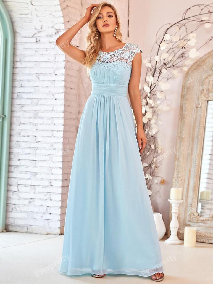 EVER PRETTY Cut Out Back Lace Bodice Prom Dress - Shoppngo